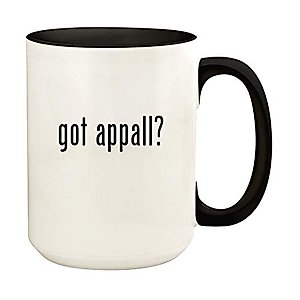 Knick Knack Gifts got appall? - 15oz Ceramic Colored Handle and Inside Coffee Mug Cup, Black