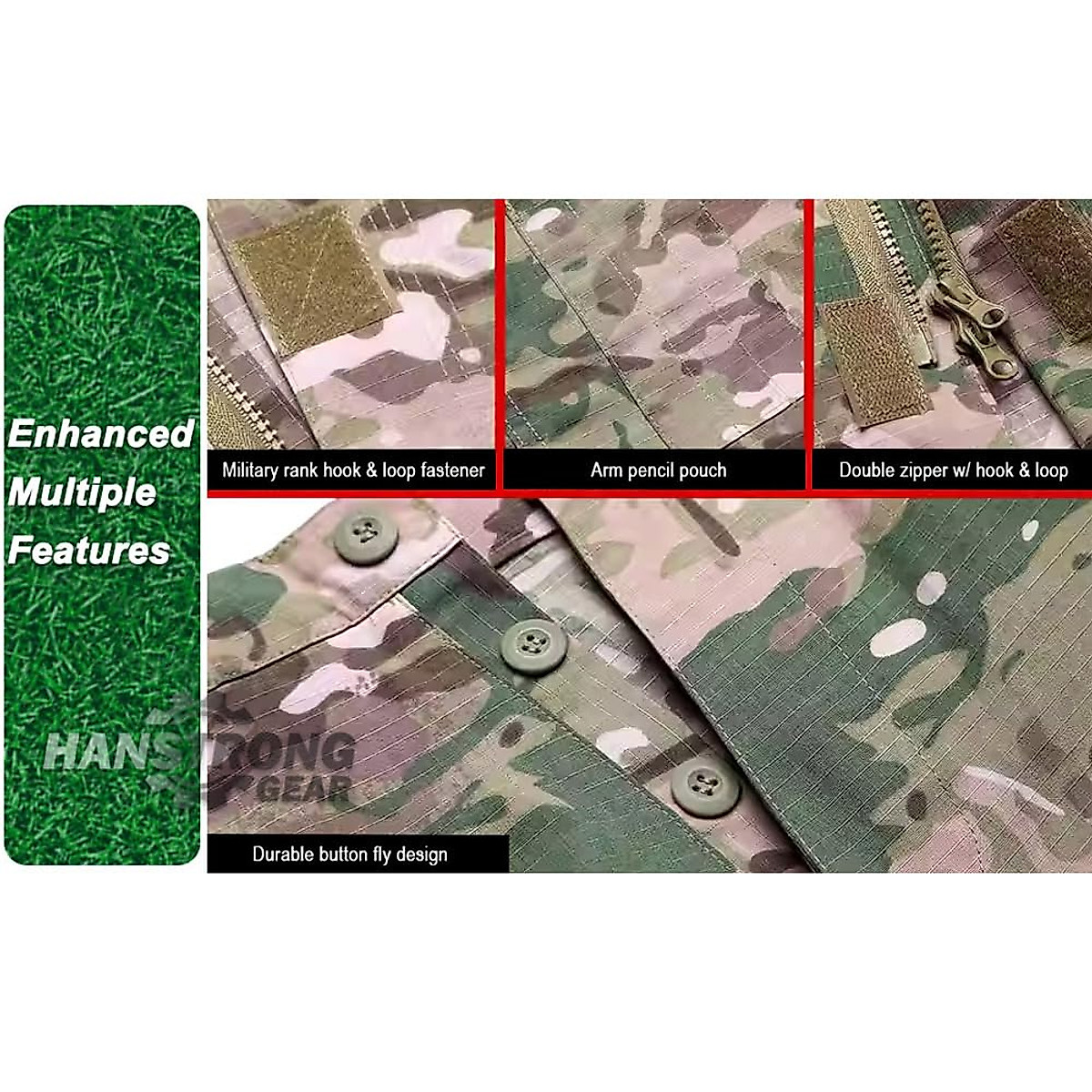 HANSTRONG GEAR Men Tactical BDU Combat Uniform Jacket Shirt & Pants Suit for Army Military Airsoft Paintball Hunting Shooting War Game Black(M)