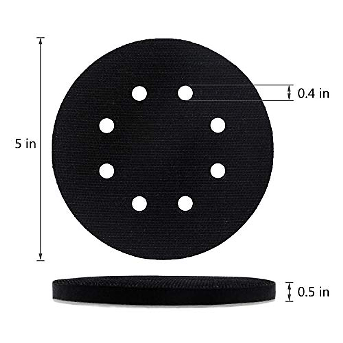 5 Pack 5 Inch 8 Holes Soft Density Interface Pads Hook and Loop 5" Sponge Cushion Buffer Backing Pad (Set of 5)
