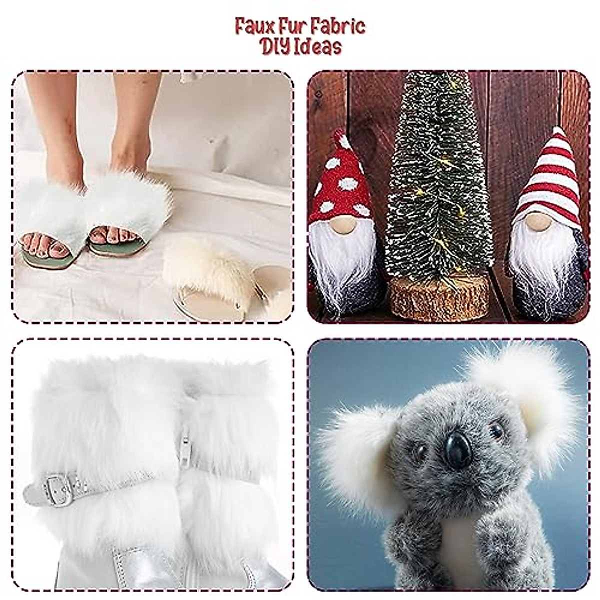 WLLHYF Faux Fur Squares Fabric, 8 Inches Area Rugs Shaggy Fur Fabric Cuts Fluffy Fur Square Patches Plush Rug Chair Cover Seat Cushion Pad for DIY Crafts Christmas Gnomes Decors (white-20x20cm)