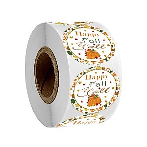 Happy Fall Y'all Stickers,2 Inch Pumpkin Autumn Floral Thank You Labels,Thanksgiving Stickers for Party Favors Envelope Seals & Goodie Bags(500 Total Labels)