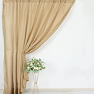 Efavormart 8ftx8ft Rustic Faux Burlap Photography Backdrop Curtain Drapery with Rod Pockets, Natural Jute Photo Booth Backdrop Panel