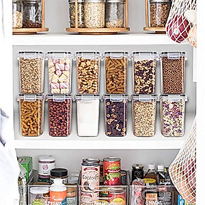 Vtopmart Airtight Food Storage Containers 12 Pieces 1.5qt / 1.6L- Plastic BPA Free Kitchen Pantry Storage Containers for Sugar, Flour and Baking Supplies - Dishwasher Safe - Include 24 Labels, Black