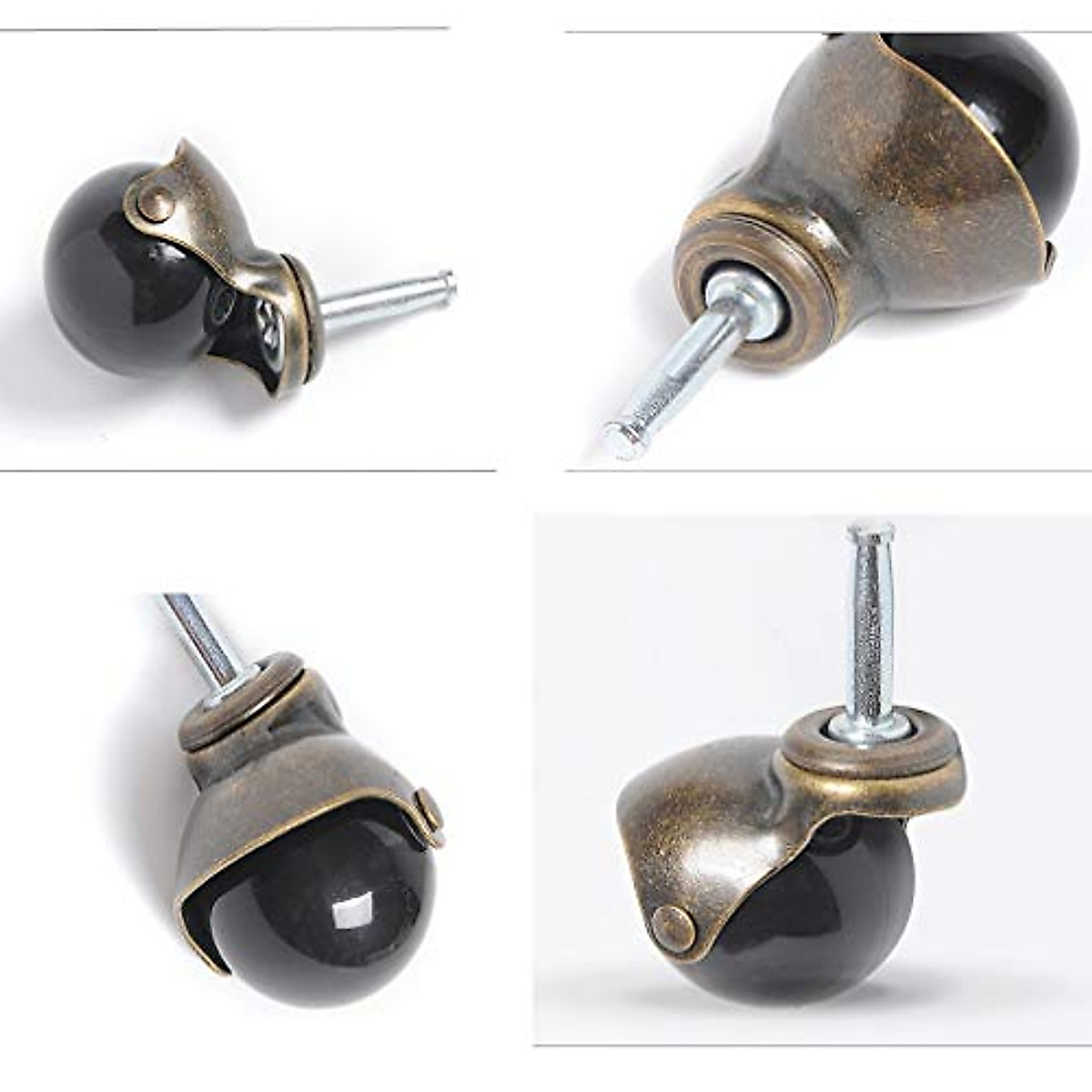 Caster Wheels， Antique Furniture Casters,Oil Rubbed Bronze,Silent,Insertion Rod Installation M8x38mm,for Sofa,Chair,Coffee Table,Retro Furniture (4 pcs) (Color : 5 Pcs)
