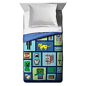 Minecraft Good Day Twin/Full Cooling Comforter - Super Soft Kids Bedding Features Creeper- Fade Resistant Polyester Microfiber Fill (Official Minecraft Product)