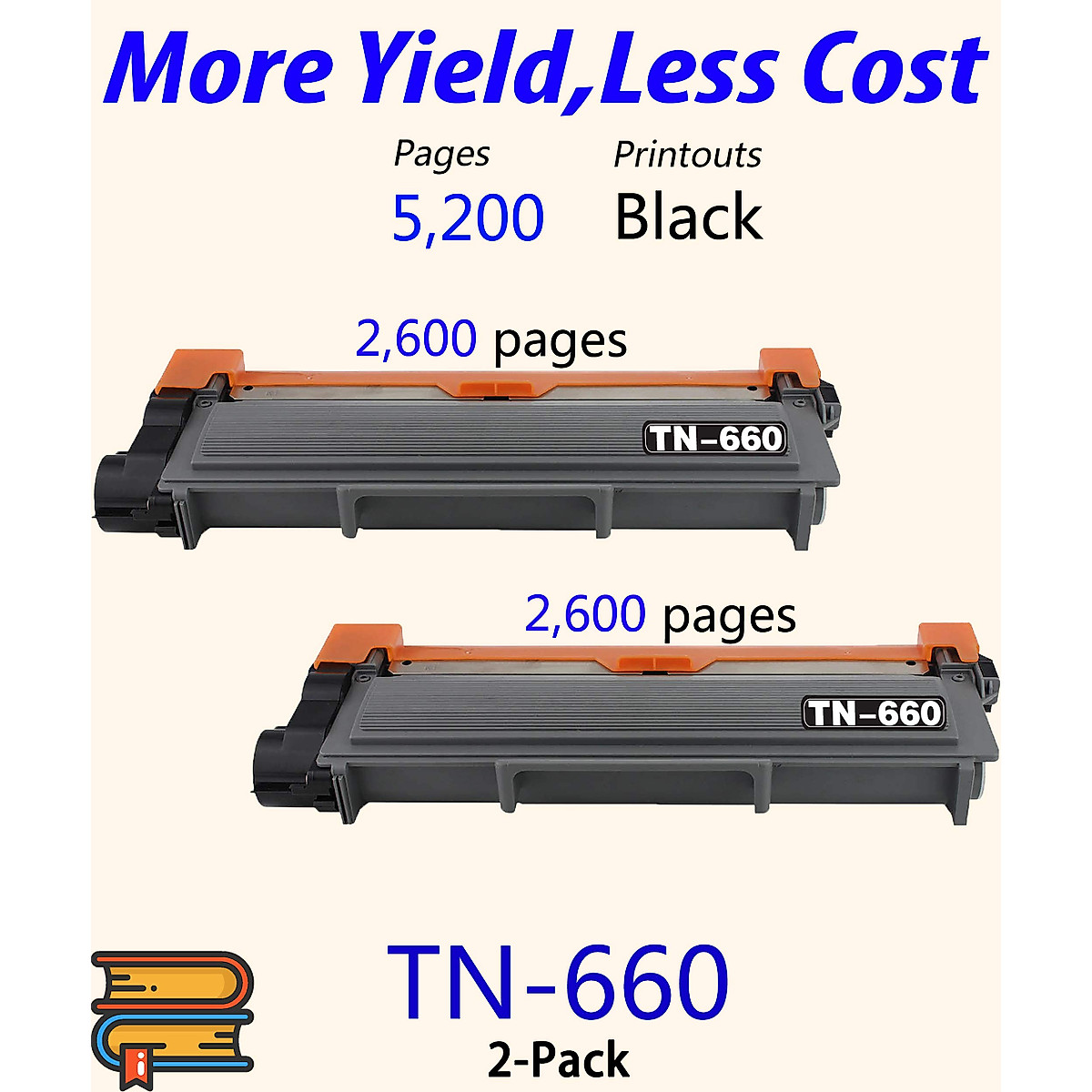 2-Pack ColorPrint Compatible TN-660 Toner Cartridge Replacement for Brother TN660 TN630 Used for HL-L2300D HL-L2365DW HL-L2360DW HL-L2380DW DCP-L2540DN DCP-L2540DW MFC-L2720DW MFC-L2740DW Printer