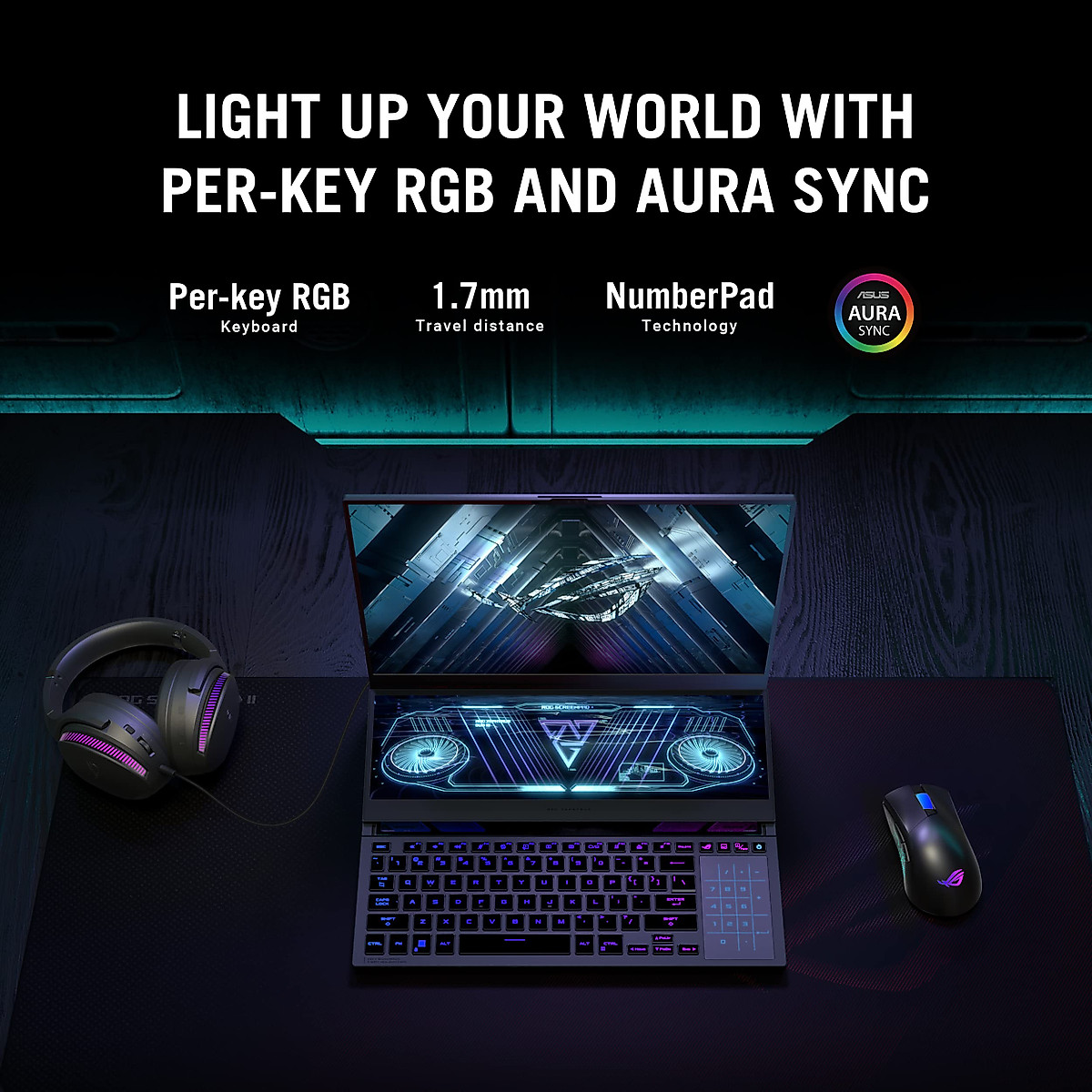 ASUS ROG Zephyrus Duo 16 (2022) Gaming Laptop, 16” Mini LED 240Hz/3ms, QHD 16:10 Display, 100% DCI-P3, NVIDIA GeForce RTX 4090, AMD Ryzen 9 7945HX, 32GB DDR5, 2TB SSD, Windows 11 Pro, GX650PY-XS97