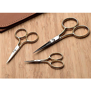 Kings County Tools Sewing and Embroidery Scissors Set of 3 | 2.75-Inch, 3.5-Inch and 4.5-Inch Lengths with Sharp Points | European Quality Forged Stainless Steel | Made in Italy