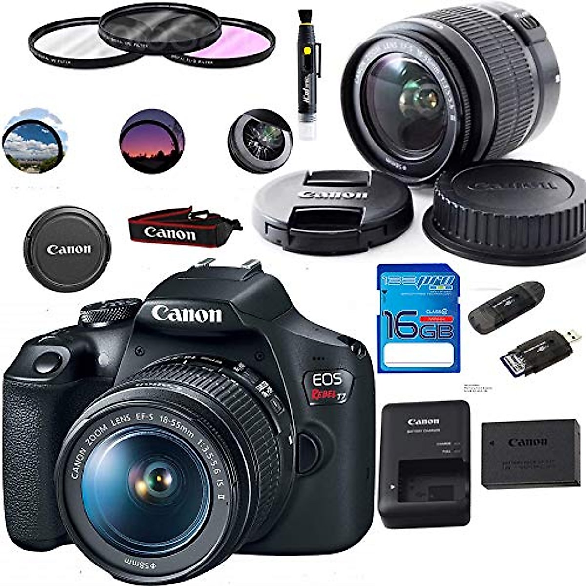 Canon EOS Rebel T7 DSLR Camera with 18-55mm Lens | Built-in Wi-Fi|24.1 MP CMOS Sensor | |DIGIC 4+ Image Processor and Full HD Videos - Expo Basic Accessories Bundle (Renewed)