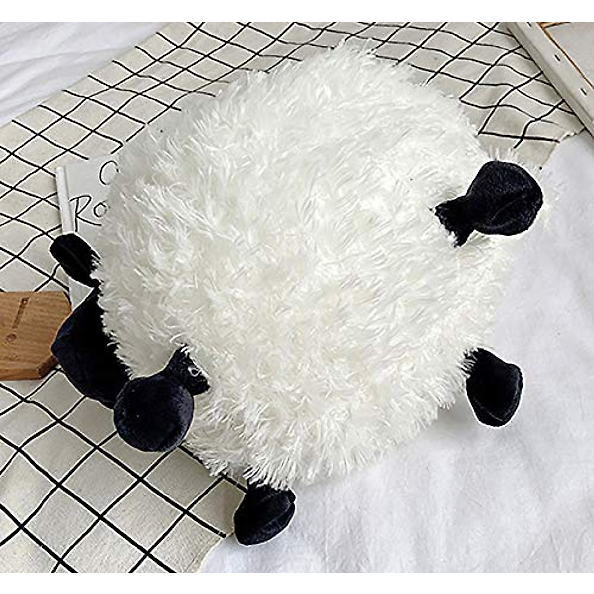 QZUnique Animal Shaped Handbag Women's Faux Fur Crossbody Bag Plush Wallet Purse Chain Shoulder Bag