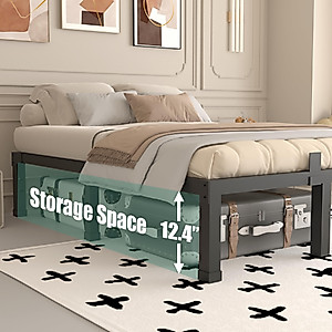 Yitong Angel King Bed Frame, 14 Inch High 3500 lbs Metal Platform, Mattress Foundation with Steel Slat Support/No Box Spring Needed/Noise Free/Non-Slip/Easy Assembly