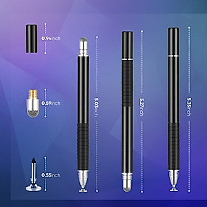 ORIbox Universal Stylus Pencil, Disc Stylus Touch Screen Pens for All Capacitive Touch Screens Cell Phones(2 in 1 Precision Series), Black (Oribox Stylus Pen P1PEN)