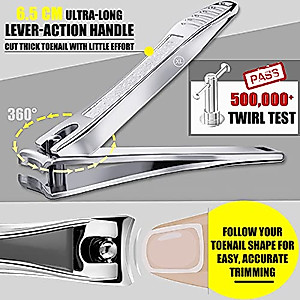 Nail Clippers Set, 2 Pack Ultra-Sharp Toenails & Fingernails Clippers Manicure & Pedicure Cutter Tools Set with Ultra-Long Non-Slip Grip Handle for Thick Toenail, Fingernail, Hangnail, Cuticle