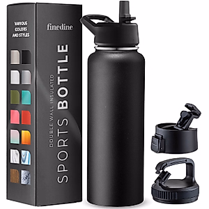 Triple-Insulated Stainless Steel Water Bottle with Straw Lid - Flip-Top Lid - Wide-Mouth Cap (25 Oz) Insulated Water Bottles, Keeps Hot and Cold - Sports Canteen Water Bottle Great for Hiking & Biking