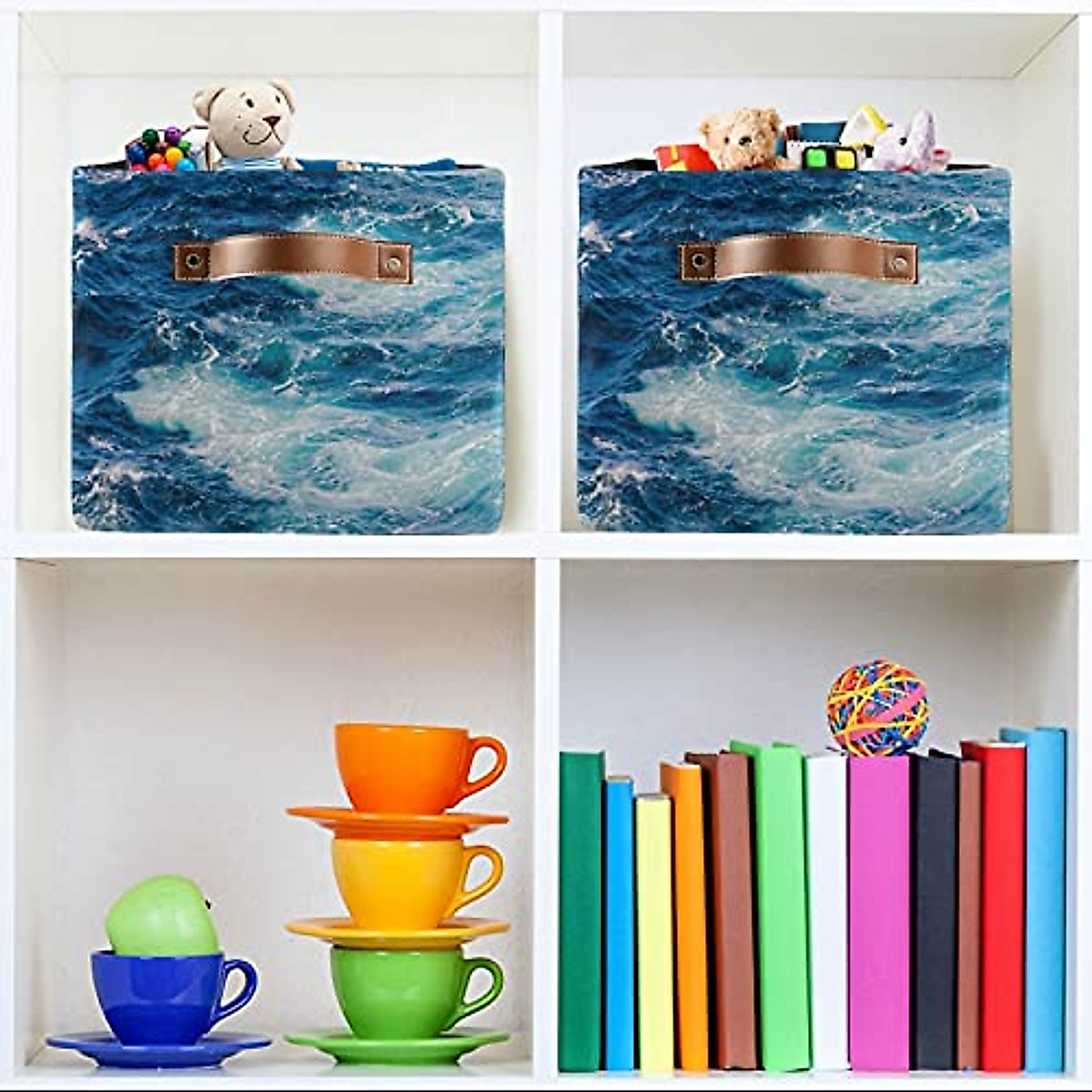 TropicalLife Rectangular Storage Bin Cube Ocean Sea Beach Foldable Organizer Basket with Handles, Hawaii Theme Collapsible Storage Box for Kids Toy Shelf Closet Nursery