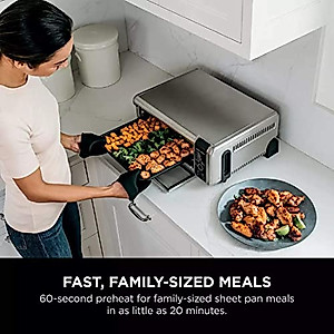 Ninja FT102CO Foodi 9-in-1 Digital Air Fry Oven Air Fry, Air Roast, Air Broil, Bake, Bagel, Toast, Dehydrate, Keep Warm, and Reheat, Stainless Steel (Renewed)
