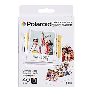 Zink Polaroid 3.5 x 4.25 inch Premium Zink Border Print Photo Paper (40 Sheets) Compatible with Polaroid POP Instant Camera & Polaroid 3x4 Printer