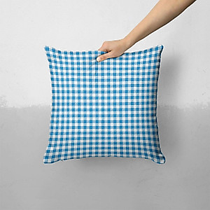 iiRov Blue and White Woven Plaid Pattern - Custom Decorative Home Decor Indoor or Outdoor Throw Pillow Cover for Sofa, Bed or Couch Cushion (Pillow CASE Cover ONLY)