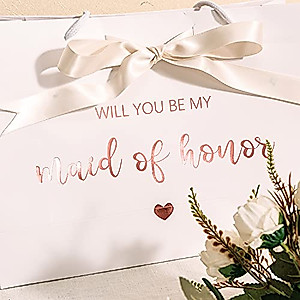 Crisky Will You Be My Bridesmaid Gift Bags, Bridesmaid Proposal Bags Bridesmaid Gift Rose Gold, 1 Maid of Honor & 6 Bridesmaid