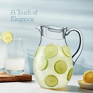 MosJos Acrylic Pitcher (72 oz), Clear Plastic, Water Pitcher with Lid, Shatterproof, BPA-Free Clear Pitcher, Ideal for Sangria, Lemonade, Juice, Iced Tea & More (Clear)