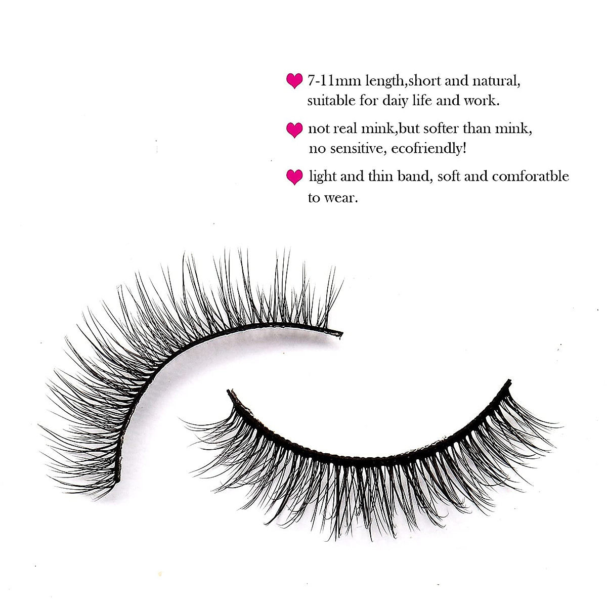 Short Eyelashes Natural Look 6D Wispy Mink Lashes 10 Pairs 100% Handmake Reusable Fake Eyelashe (Short-Natural_10pairs)