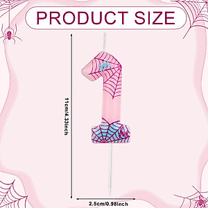 Spider Number Candle, Pink Spider Candle Spider Web Candle Spider Birthday Candles Number Cake Topper Spider Birthday Decorations for Girls Boys Birthday Party Halloween Decor (1)
