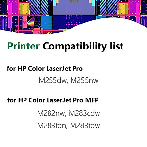 206A Black Magenta Toner Cartridge Compatible for HP Color Pro MFP M283fdw M283cdw M283 M255 M255dw M282nw Compatible with Original Toner Cartridge 206X W2113A