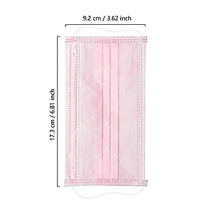 Wecolor 100 Pcs Disposable 3 Ply Earloop Face Masks, Suitable for Home, School, Office and Outdoors (Pink)