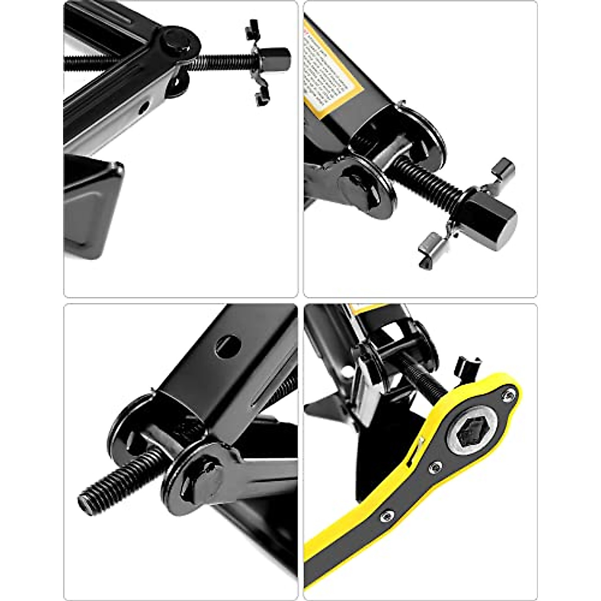 QWORK 4409 lbs Scissor Jack for Car, Steel Scissor Lift Jack Car Kit, Car Tire Jack for Auto/SUV/MPV, with Saving Effort Ratchet, Black