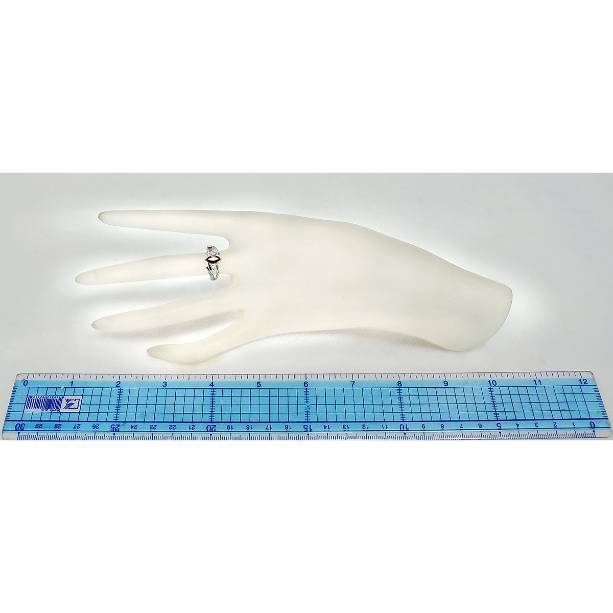 RB Gems 925 Sterling Silver Ring Genuine Gems Marquise 8x4 and Round Gems Accented with Wave-like Design Shank Rhodium-Plated Finish (Garnet, 9)