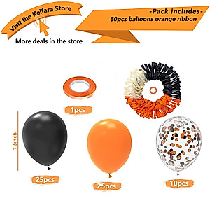 Black Orange Balloons Kelfara 60Pcs 12inch Matte Black Orange Latex Balloon and Confetti Balloon for Halloween Celebration Trick or Treat Party Spooky Ghost Party Bar Anniversary Graduation Decoration