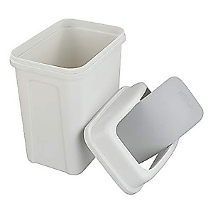 Asking 1.8 Gallon Small Trash Can with Swing-top Lid, Plastic Garbage Bin, Grey