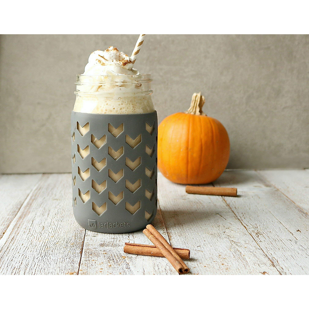 JarJackets Silicone Mason Jar Sleeve - Fits 32oz (1 quart) REGULAR or WIDE-Mouth Jars … (1, Charcoal)