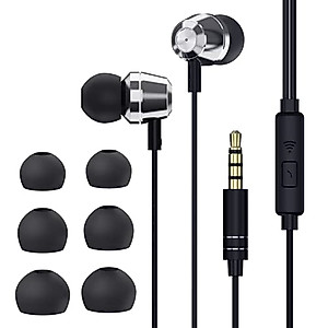 Tijjywwil Earphones,Earphones Wired with Built-in Microphone,Noise Isolating Wired Earbuds ,Metal Earphones,Fits All in-Ear Headphones with 3.5mm