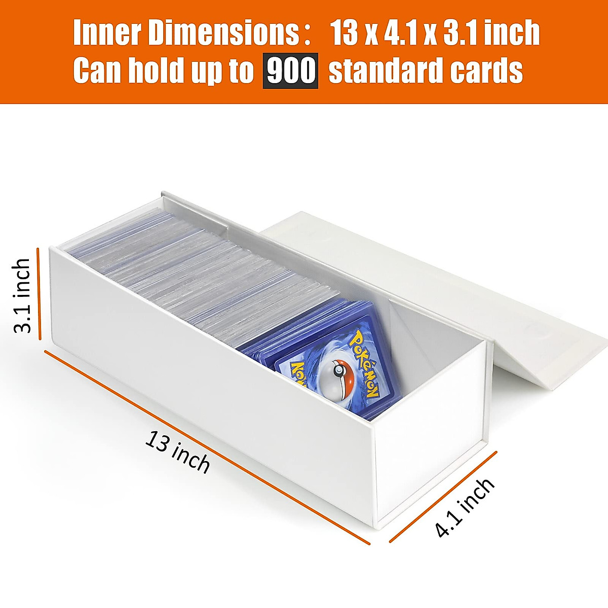 900+ Cards or 200 Top Loaders Box, Baseball Card Storage Box, Trading Card Storage Box for Trading Cards, Gaming Cards and Sport Cards, White, 13x4x3 inches, 2 Count