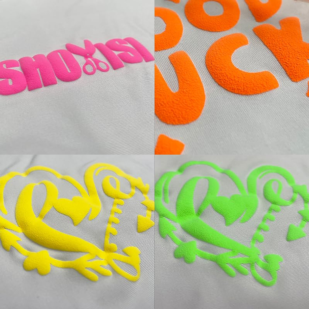 SHOYISI 3D Puff Glow in The Dark Heat Transfer Vinyl Luminous Fluorescent Color HTV Puff Vinyl 6 Sheets 12"x10"for Heat Press T Shirt…