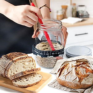 Ultimate Sourdough Starter Jar Kit 31.8 oz - Reusable Jar for Easy Bread Baking - Perfect to Make Your Sour Dough Starter - Easy to Use & Clean - Complete Sourdough Starter Kit - Great Christmas Gift