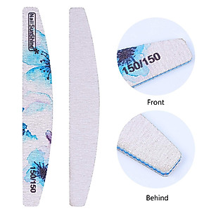 6 PCS Different Grit Nail Files and Buffers, Flower Pattern Emery Board (80-320 Grit) Professional Manicure Tools for Home and Salon Use