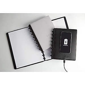 TUL® Wireless/Wired Charging Discbound Notebook, Leather Cover, Letter Size, Black