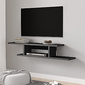 FITUEYES Concise Floating TV Stand Shelf - Wall Mounted Entertainment Center Media Console Component Wall Cabinet, Black, 50"