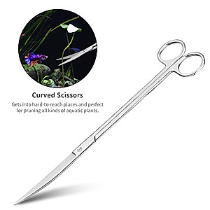 Ohtomber Aquascape Tools Aquarium Kit - 4PCS Terrarium Supplies Include Long Tweezers for Terrarium, Feeding Tongs, Aquarium Scissors, Aquarium Algae Scraper for Fish Tank Cleaning Plant Trimming