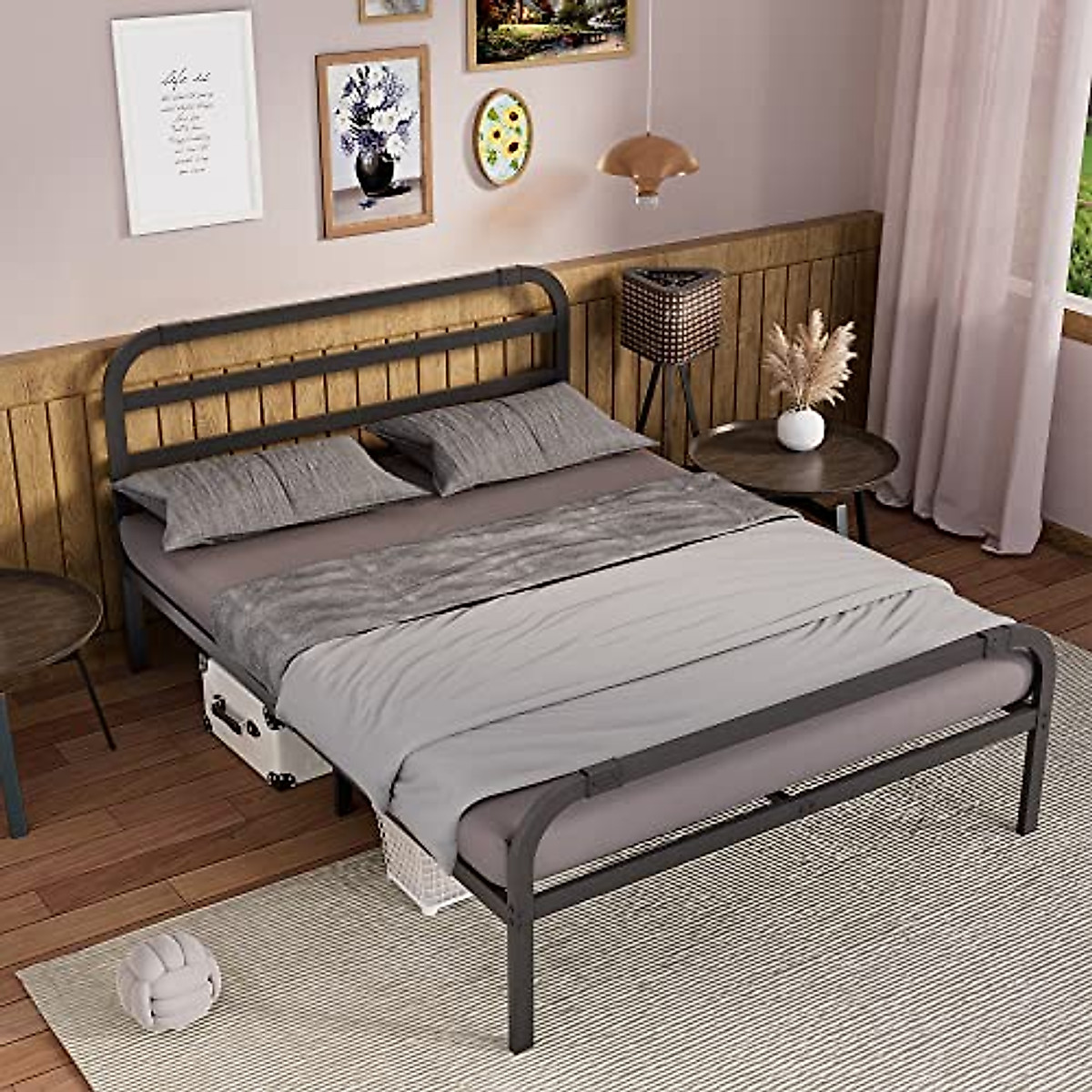 Umyder Full Size Bed Frame with Headboard and Footboard,14 Inch High Metal Platform Bedframe with Sturdy Steel Slats Support,No Box Spring Needed,for Teen,Noise Free,Easy Assembly,Anti-Slip