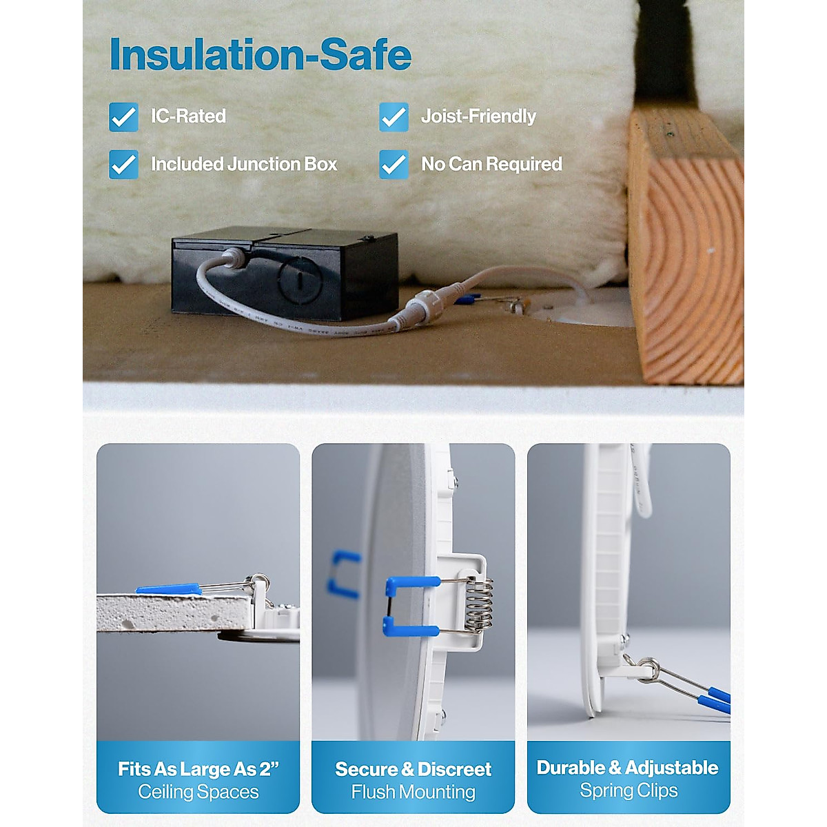 Sunco Lighting 6 Pack 6 Inch Ultra Thin LED Recessed Ceiling Lights, 5000K Daylight, Dimmable, 14W, Wafer Thin, Canless with Junction Box - Energy Star