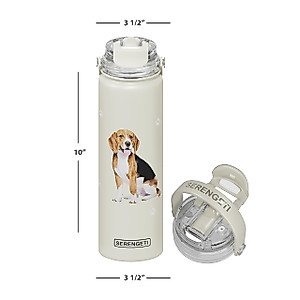 Stainless Steel Water Bottle 24 Oz. with Spill Proof detachable straw - Double walled Vacuum Insulated water flask - Realistic 3D Print - SERENGETI waterbottle (Beagle)
