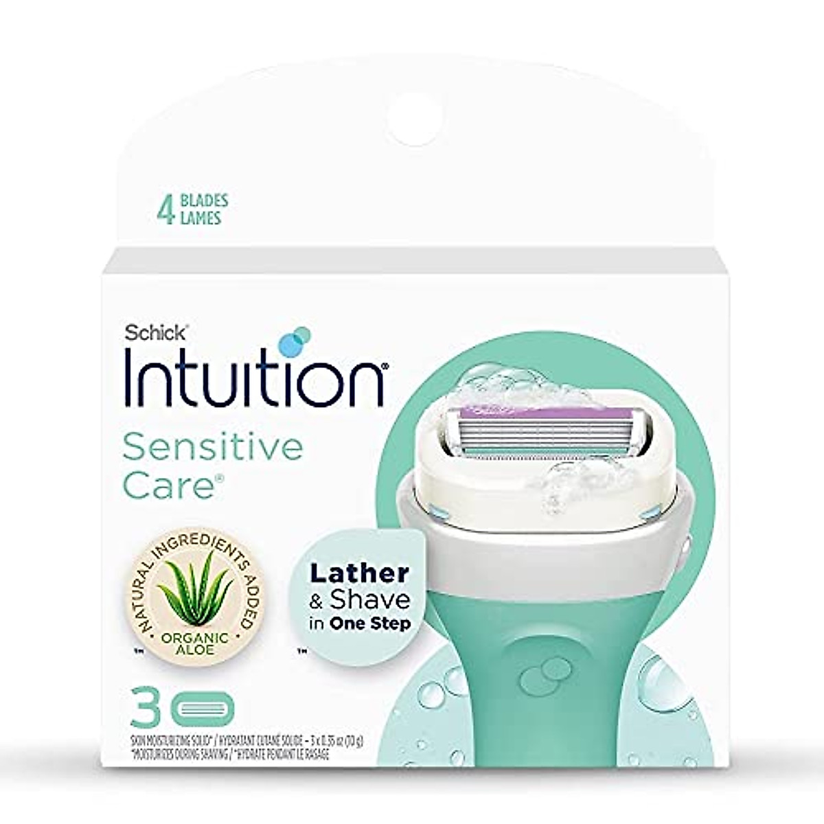Schick Intuition Sensitive(Aloe) Advanced Moisture Razor Refill Cartridges, 3 count