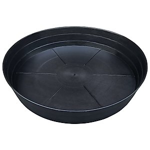 25 Inch Extra Large Plant Saucers, Extra-Deep 4.25 in Black Drip Trays for Flower Pot, Heavy Duty Drainage Tray Indoors No Holes, 2 Pack Plastic Planter Plate Water Catcher for Pots Base 20 21 22 in
