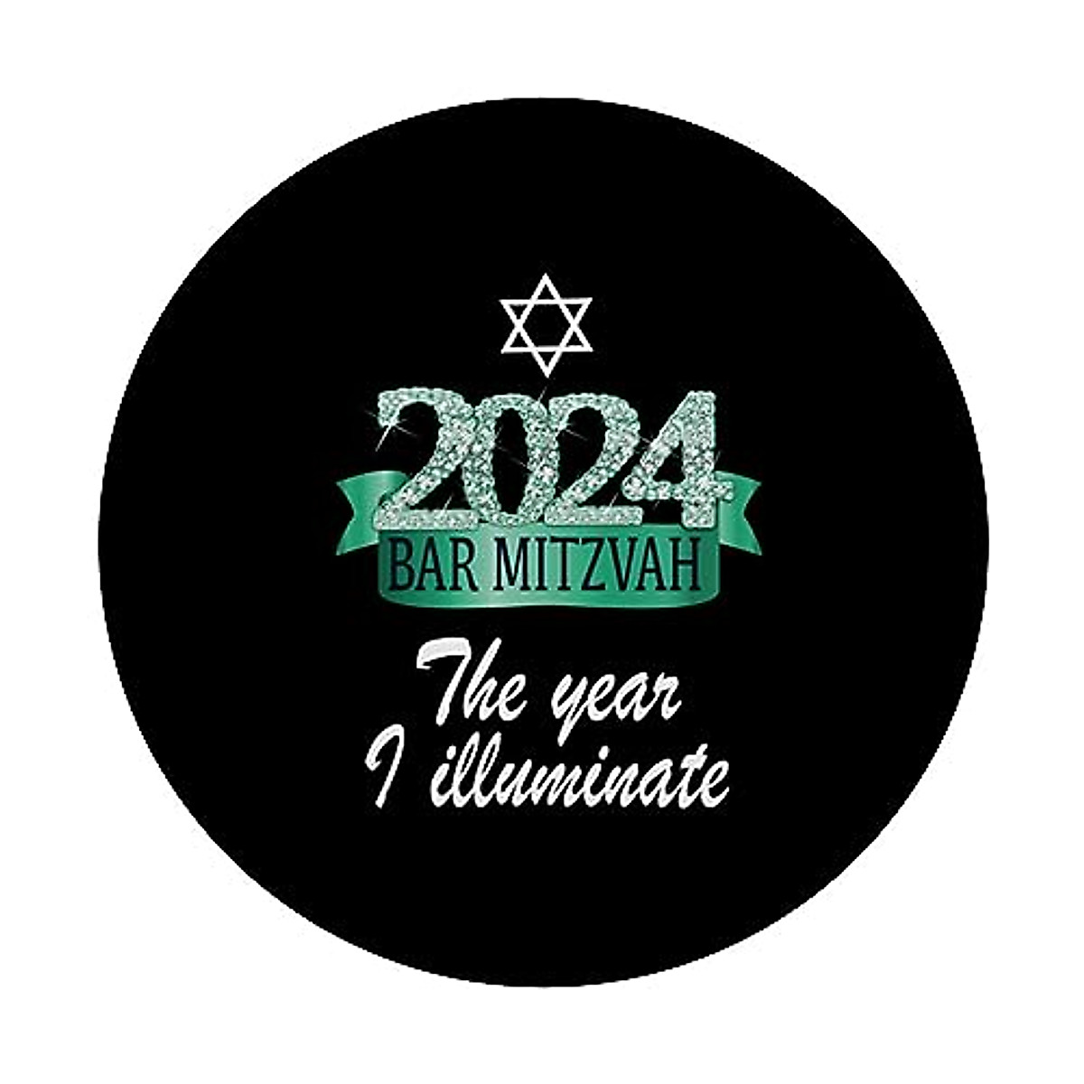 2024 Bar Mitzvah Quote Festive Black Turquoise Decor PopSockets Standard PopGrip