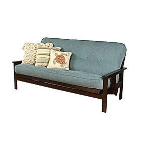 Kodiak Furniture Monterey Full Frame with Linen Fabric Mattress in Blue/Espresso