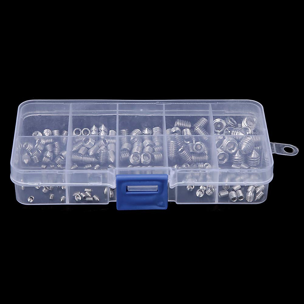 ViaGasaFamido Allen Head Socket Hex Grub Screw Cone Point Set Screw Metric 304 Stainless Steel Set Screws Bolts Assortment Kit M3 M4 M5 M6 M8 with Storage Box