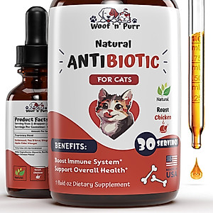 Natural Cat Antibiotic - Antibiotics for Cats - Pet Antibiotics - Cat Antibiotics - Cat Allergy Relief for Cats - Antibiotic for Cats - Cat UTI Antibiotics - 1 fl oz: Roast Chicken Flavor
